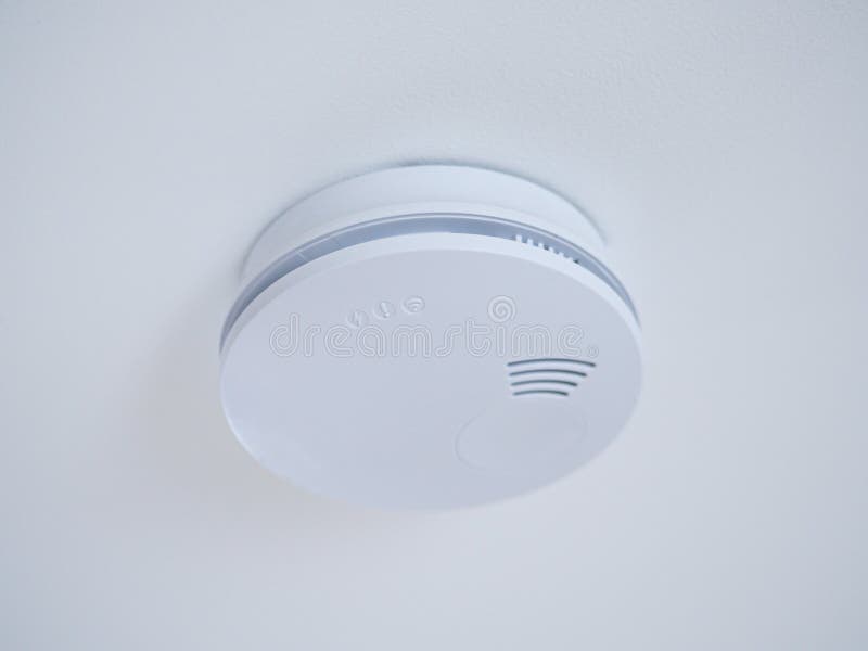 Round White Fire Sensor or Smoke Detector on the Ceiling Stock Photo ...