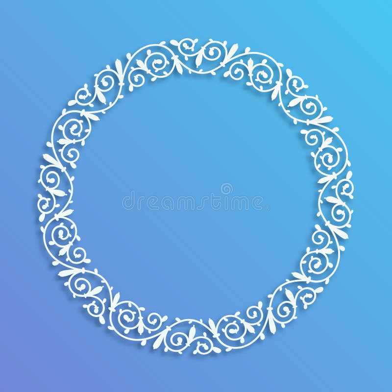 3D Round White Frame, Vignette. Islamic Geometric Border, Bas-relief ...