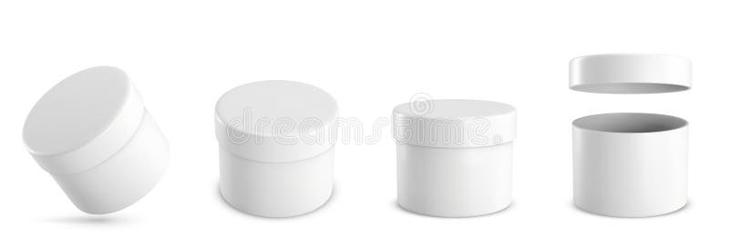 Round white gift boxes set stock illustration. Illustration of closed ...