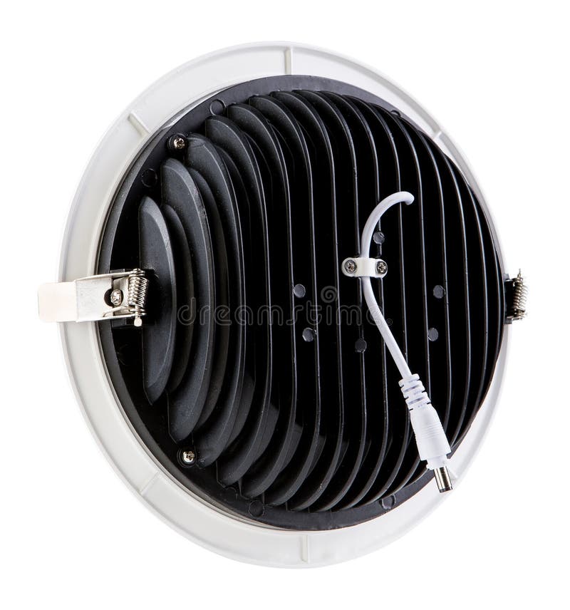 Round White Led Lamp, Rear View, Black Radiator Grille Visible, on ...