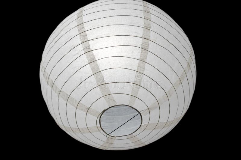 Round White Paper Lamp, Isolated on White Background. Stock Photo ...