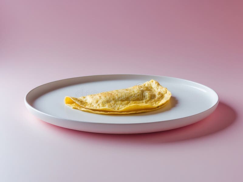 Round White Plate Omelette it Omelet is Golden on Plate. Stock Image ...
