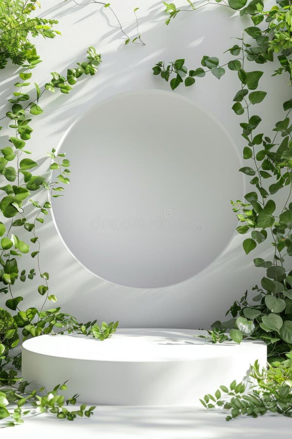 Round White Platform stock photo. Image of plants, scenery - 374839714