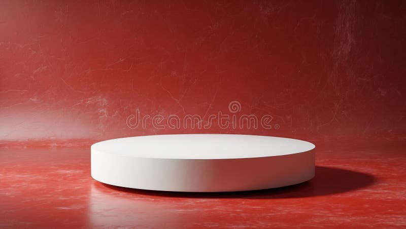 Round White Platform Vibrant Red Textured Background Stock Photos ...