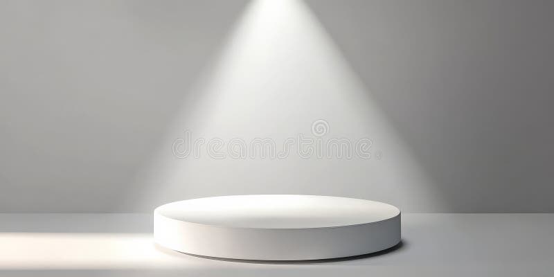 Round White Podium Illuminated Soft Spotlight Gradient Background ...