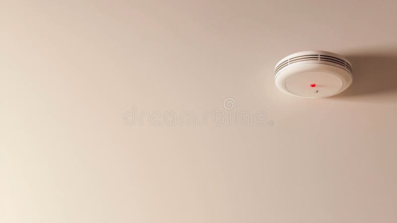 A Round, White Smoke or Security Sensor Mounted on a Cream-colored ...