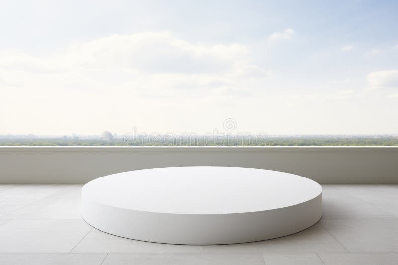 A Round White Table on a Tiled Floor, Suitable for Interior Design ...