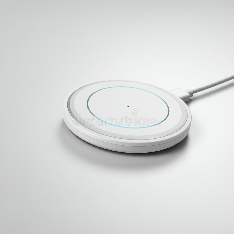 Round White Wireless Charging Pad with a Blue LED Indicator and a USB ...