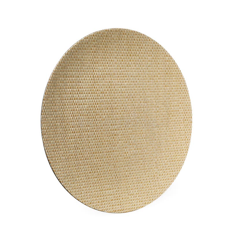 Round Wicker Decor Element Isolated on White Stock Photo - Image of ...