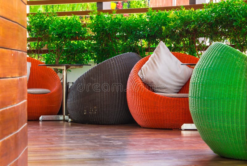 Round wicker Table sets. stock image. Image of color - 60279355