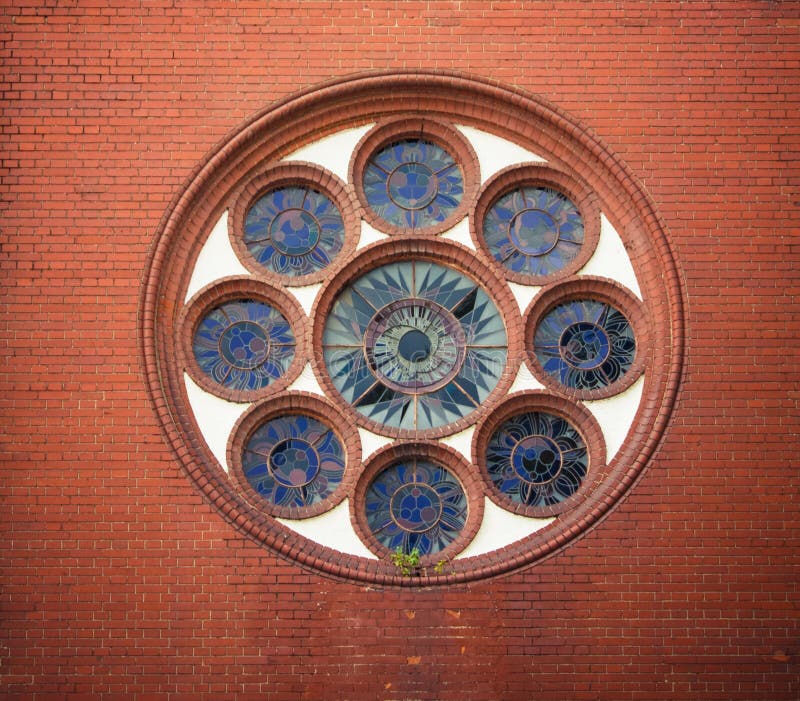 Round Window in Brick Tower Stock Image - Image of architecture ...