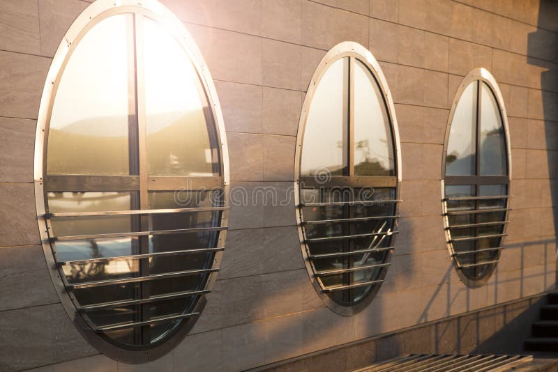 Round Window Blocks on the Facade of the Building Stock Photo - Image ...
