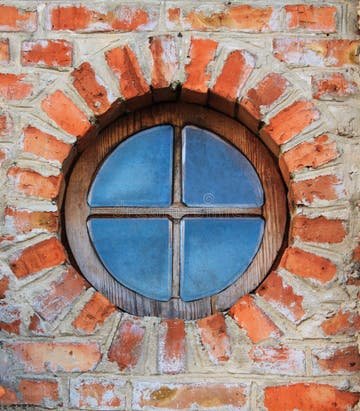 Round Window on Brick Wall on Castle Stock Image - Image of glass ...