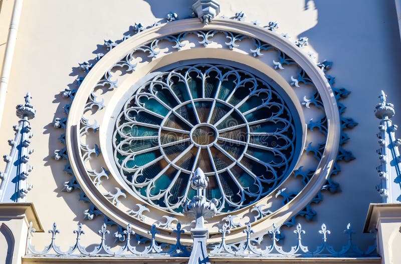 Round Gothic Window on the Facade of the St. Stephen`s Cathedral ...