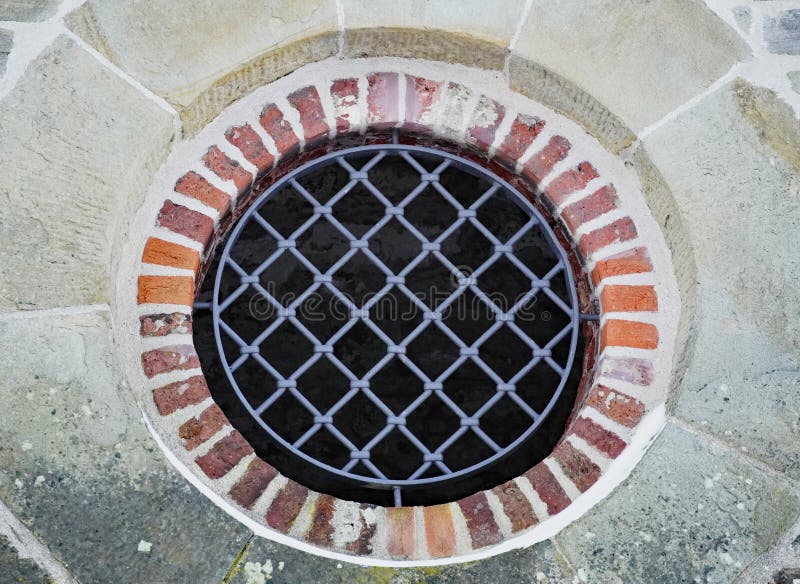 Round Window with Lattice on the Old Tower. Stock Photo - Image of ...