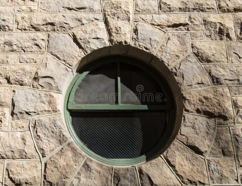 Round Window in Stone Frame. Stock Photo - Image of sunlit, sunny: 47385614
