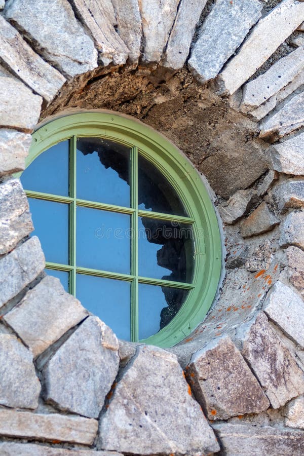 Round Window in a Stone Wall on Historic Castle Stock Image - Image of ...