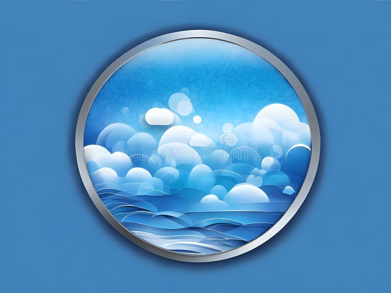 Round Window with a View of the Ocean Stock Illustration - Illustration ...
