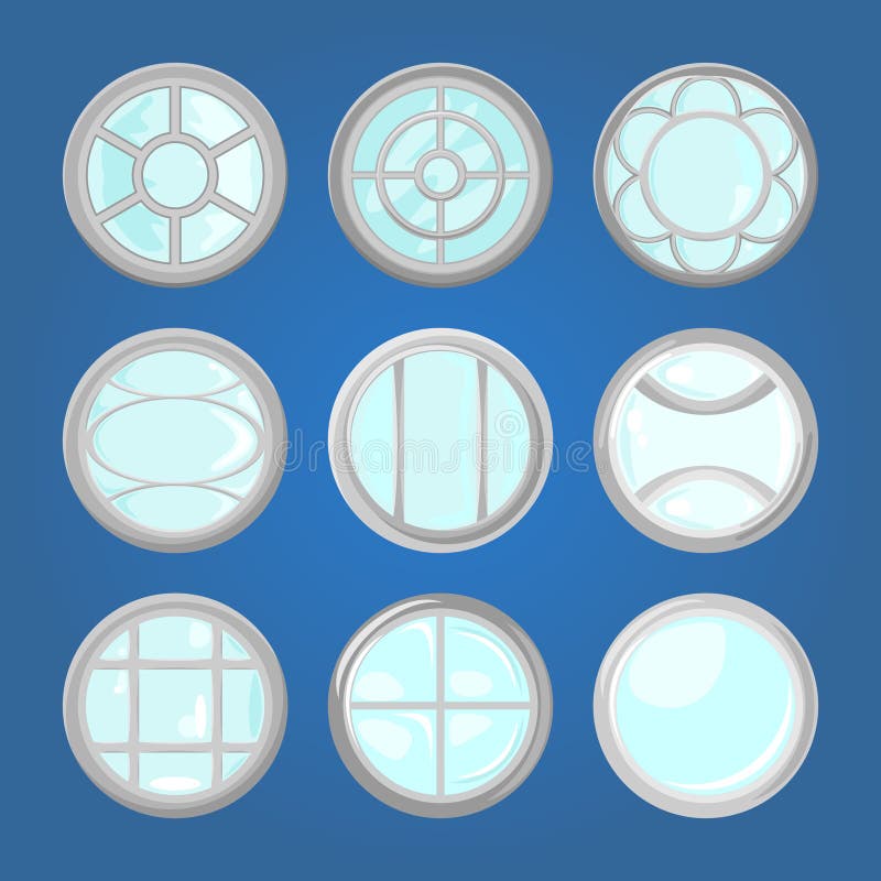 Round Windows with Different Frames Stock Illustration - Illustration ...