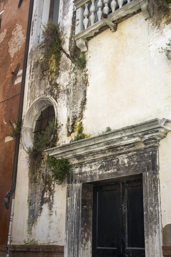 Very Old Elements Facade Round Windows on the Facade of an Old Building ...