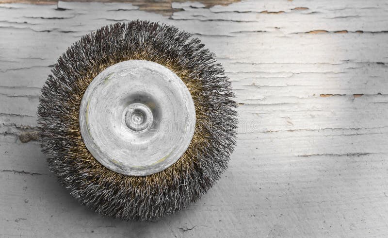 Round Wire Brush - Nozzle for Power Tools. Rotating Wire Brush Stock ...