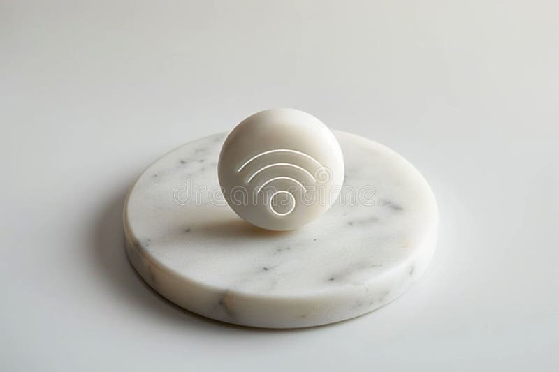 Round Wireless Router on Marble, Minimalist White Circular WiFi Device ...