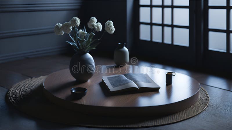 Round Wood Table Counter Podium. Ai Generated Stock Illustration ...