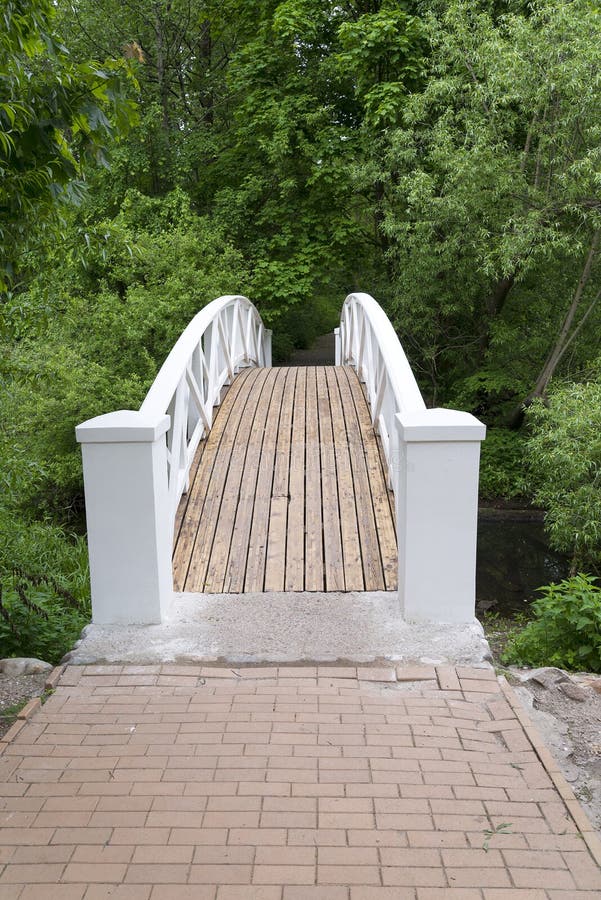 Round Wooden Bridge Across the River. Stock Image - Image of beauty ...