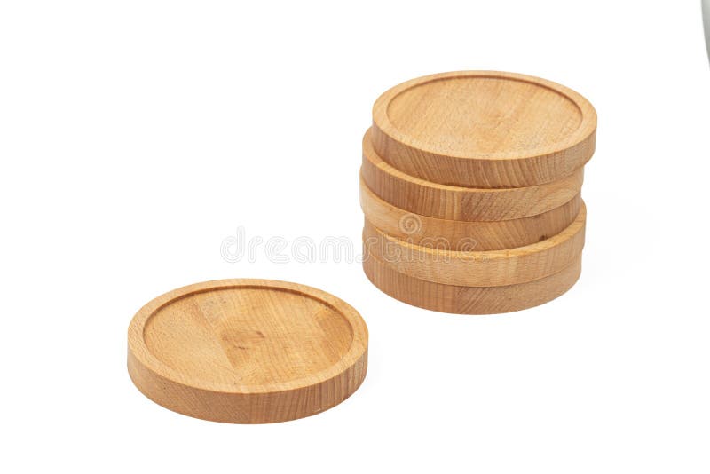 Round Wooden Coasters Isolated Above White Background Stock Image ...
