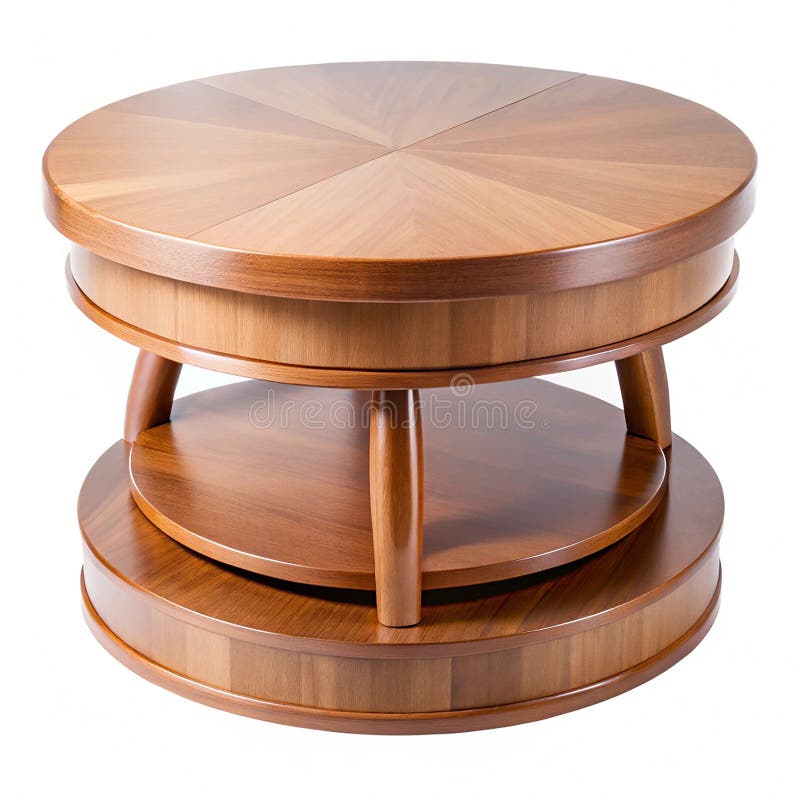 Round Wooden Coffee Table with Rotating Top Stock Illustration ...