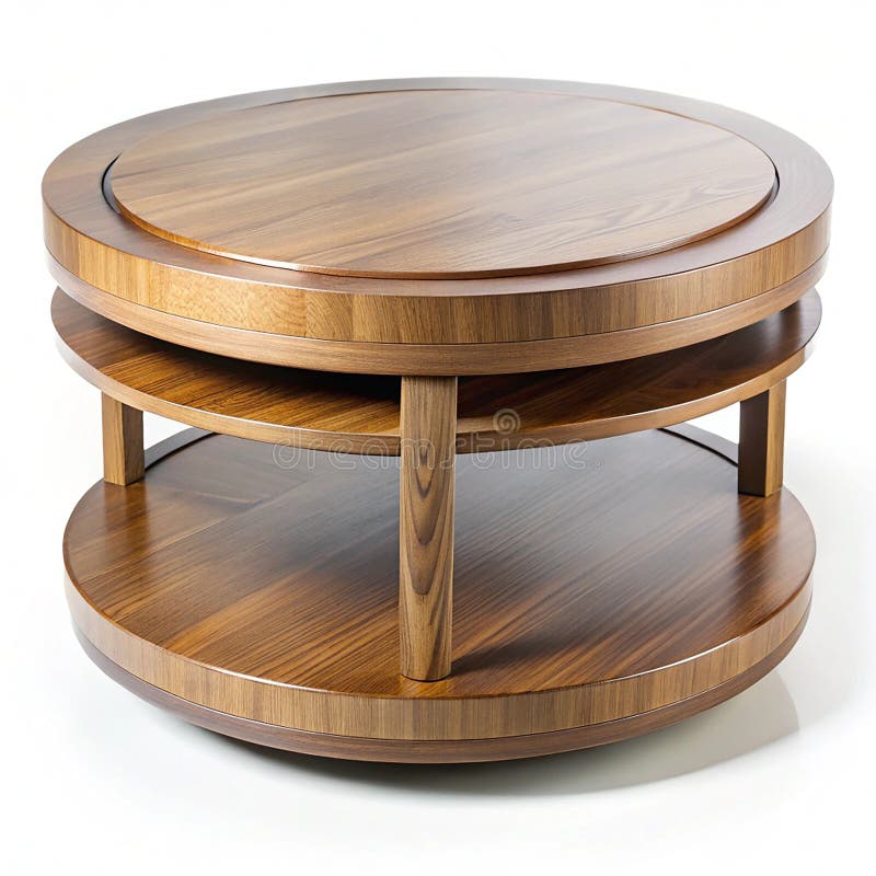 Round Wooden Coffee Table with Rotating Top Stock Illustration ...