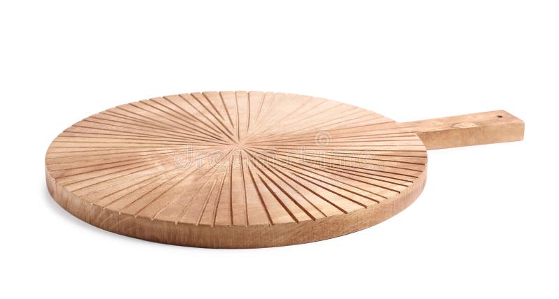 Round Wooden Cutting Board Isolated on White Stock Image - Image of ...