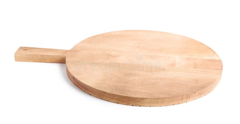 Round Wooden Cutting Board Isolated on White Stock Photo - Image of ...