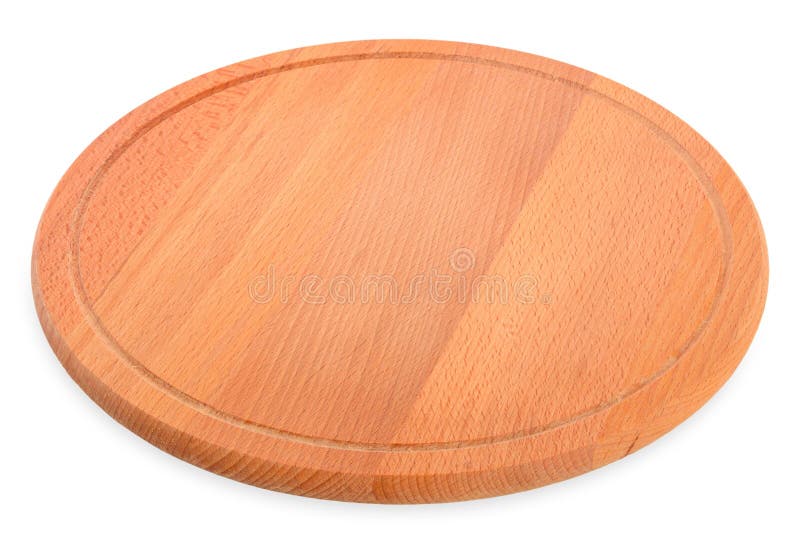 Round Wooden Cutting Board, Rustic Dish, Isolated on White Background ...