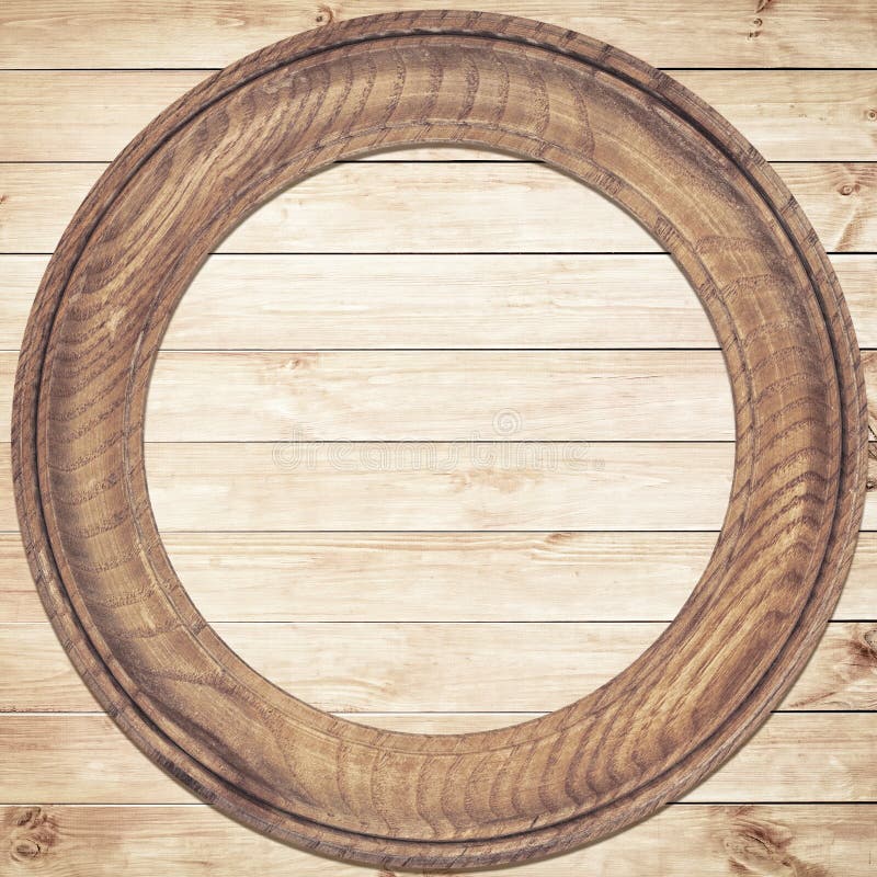 Round Wooden Frame on Wood Background Stock Image - Image of vintage ...
