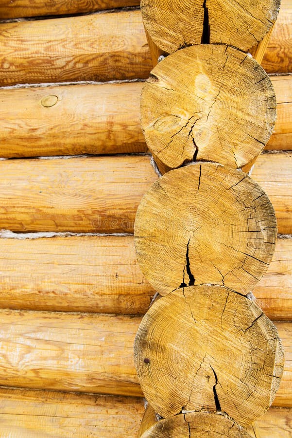 Round Wooden Logs of House Wall Stock Image - Image of natural, brown ...