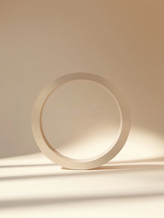 Round Wooden Object Casting Soft Shadows on a Light Surface during Warm ...