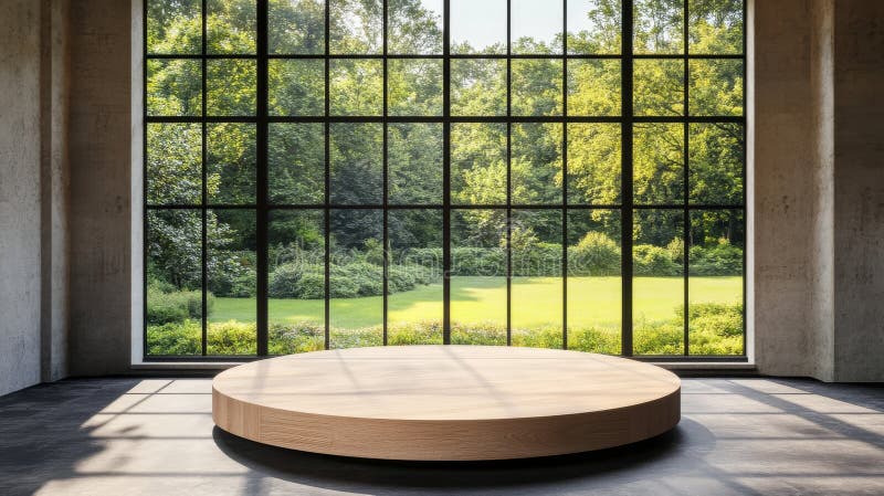 Round Wooden Platform Featuring Green Background Stock Photos - Free ...