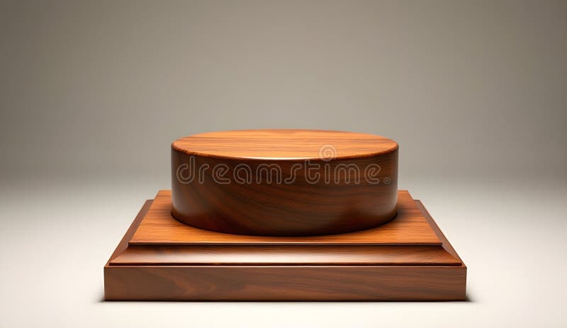 Round Wooden Platform with Handcrafted Surface and Sturdy Base for ...