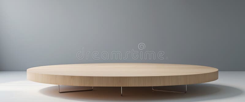Round Wooden Platform for Product Display with Grey Background Stock ...