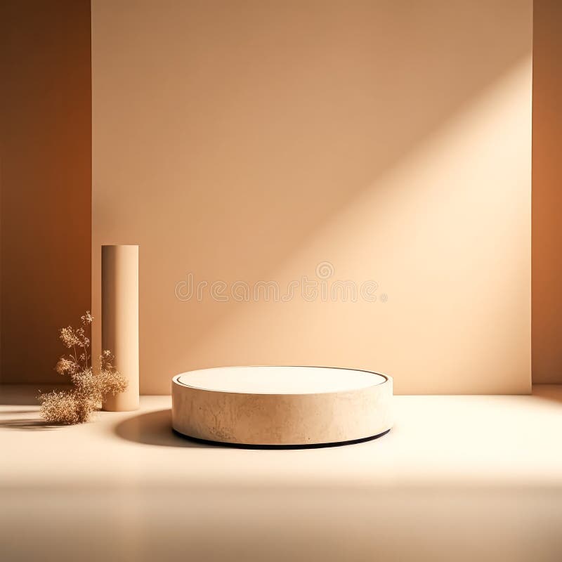 A Round Wooden Platform with a Tree in the Background. Stock Image ...