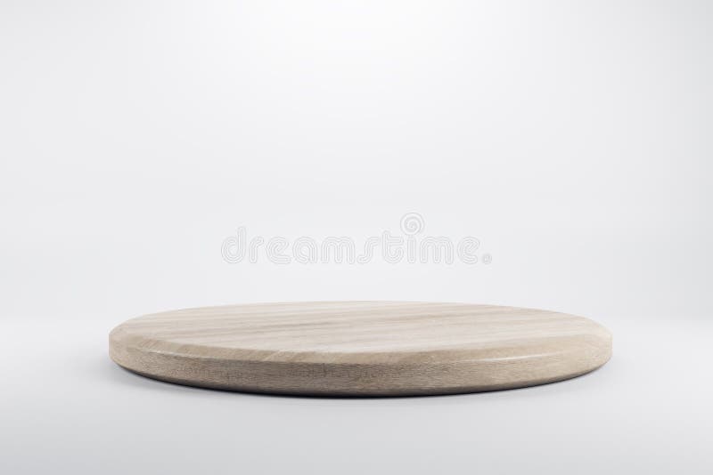 Round Wooden Stand on Light Background. 3D Rendering, Mockup Stock ...