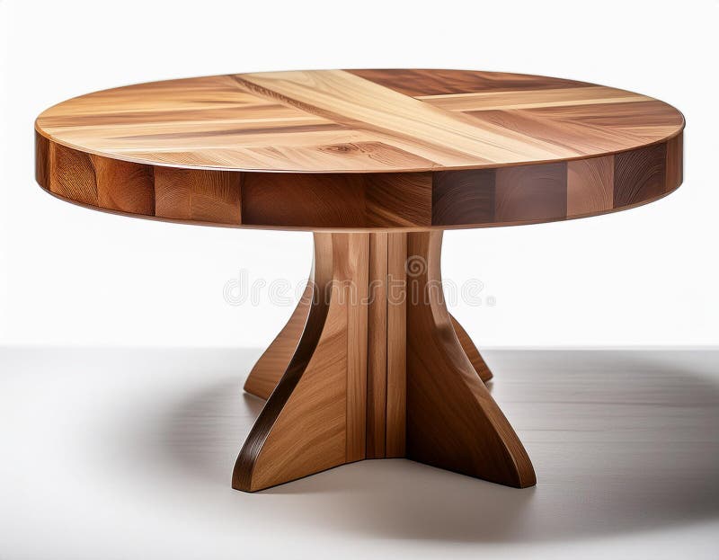 A Round Wooden Table Featuring a Smooth Finish and Sturdy Base ...
