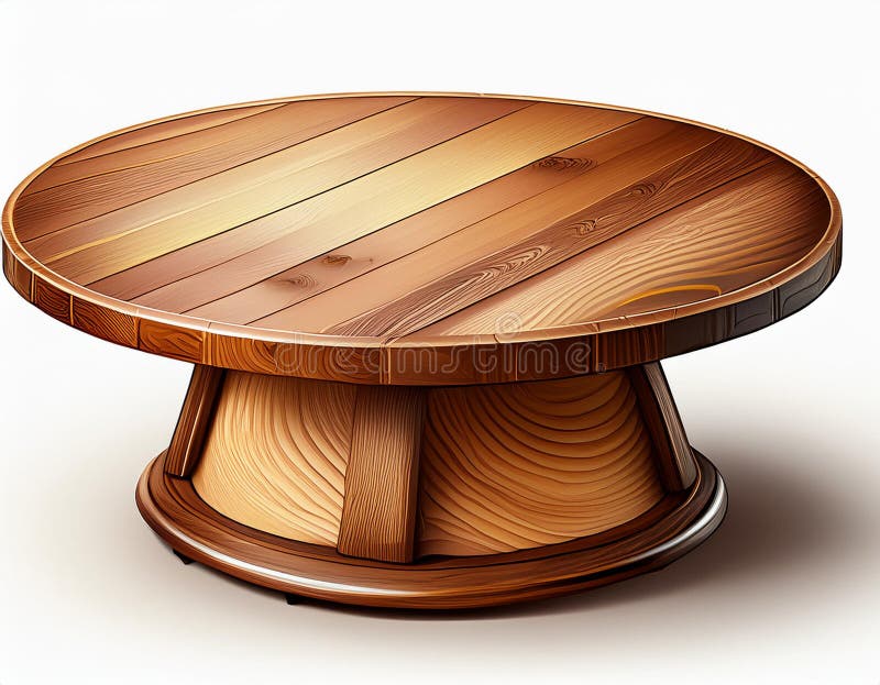A Round Wooden Table Featuring a Smooth Finish and Sturdy Base ...
