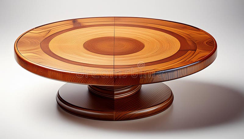 A Round Wooden Table Featuring a Smooth Finish and Sturdy Base ...