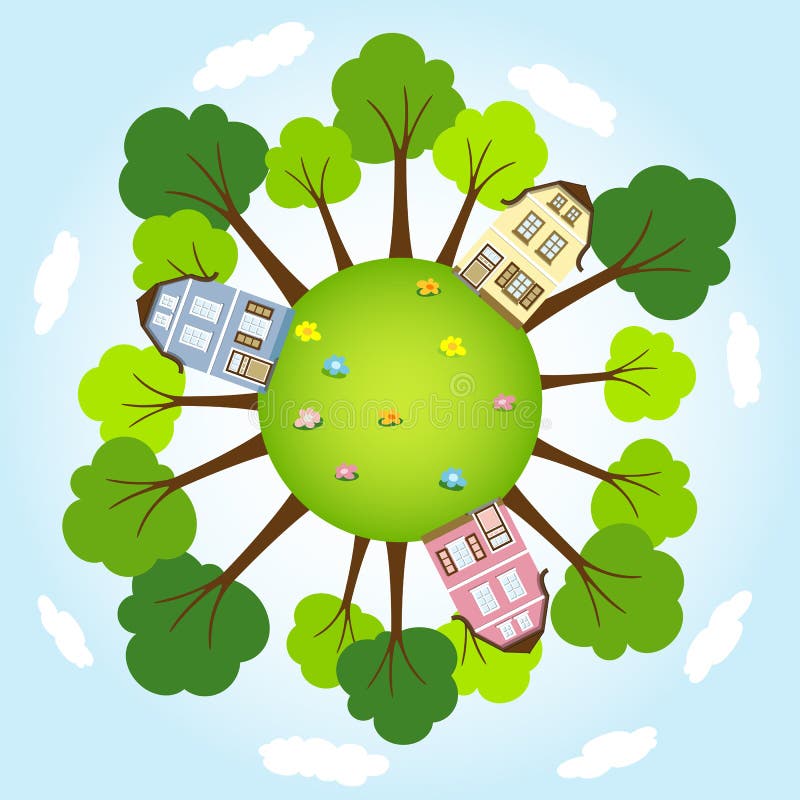 Round world with trees stock vector. Illustration of holiday - 56185017