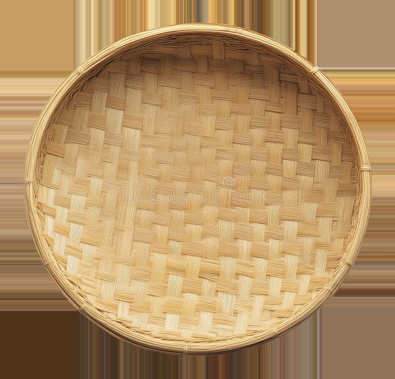 Round Woven Bamboo Basket Top View, Traditional Craftsmanship Concept ...