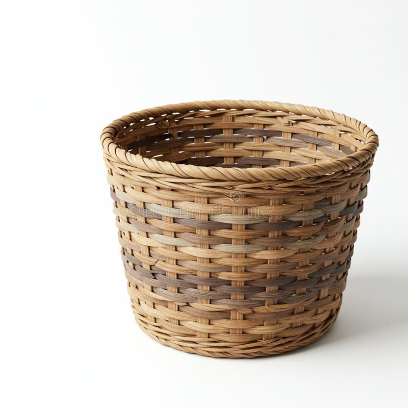 A Round, Woven Basket Made from Natural Fibers with a Uniform Pattern ...