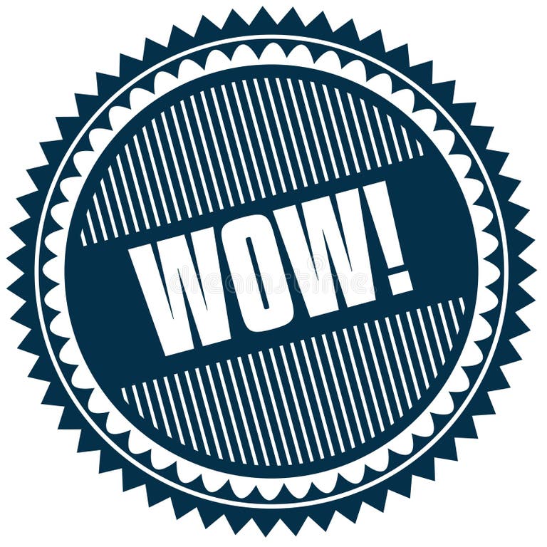 Round WOW blue sticker. stock illustration. Illustration of blue ...