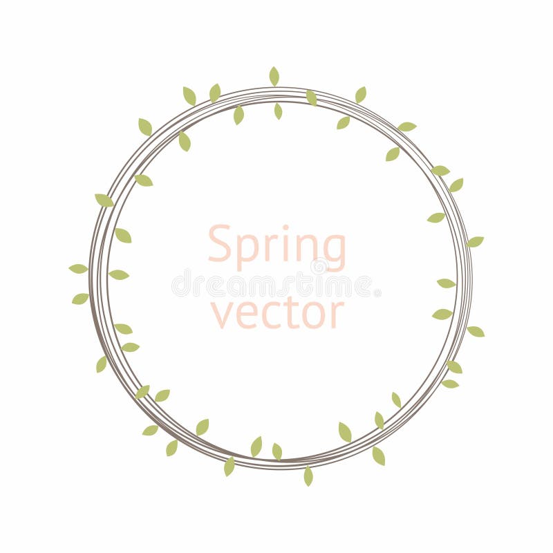 Round Wreath with Leaves. Vector Stock Vector - Illustration of ...